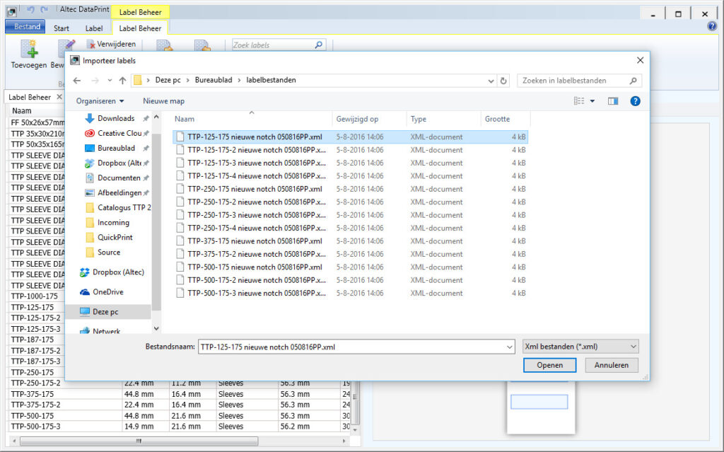 [DataPrint] | Hoe importeer ik een labeldatabase? - ALTEC industrial identification B.V.